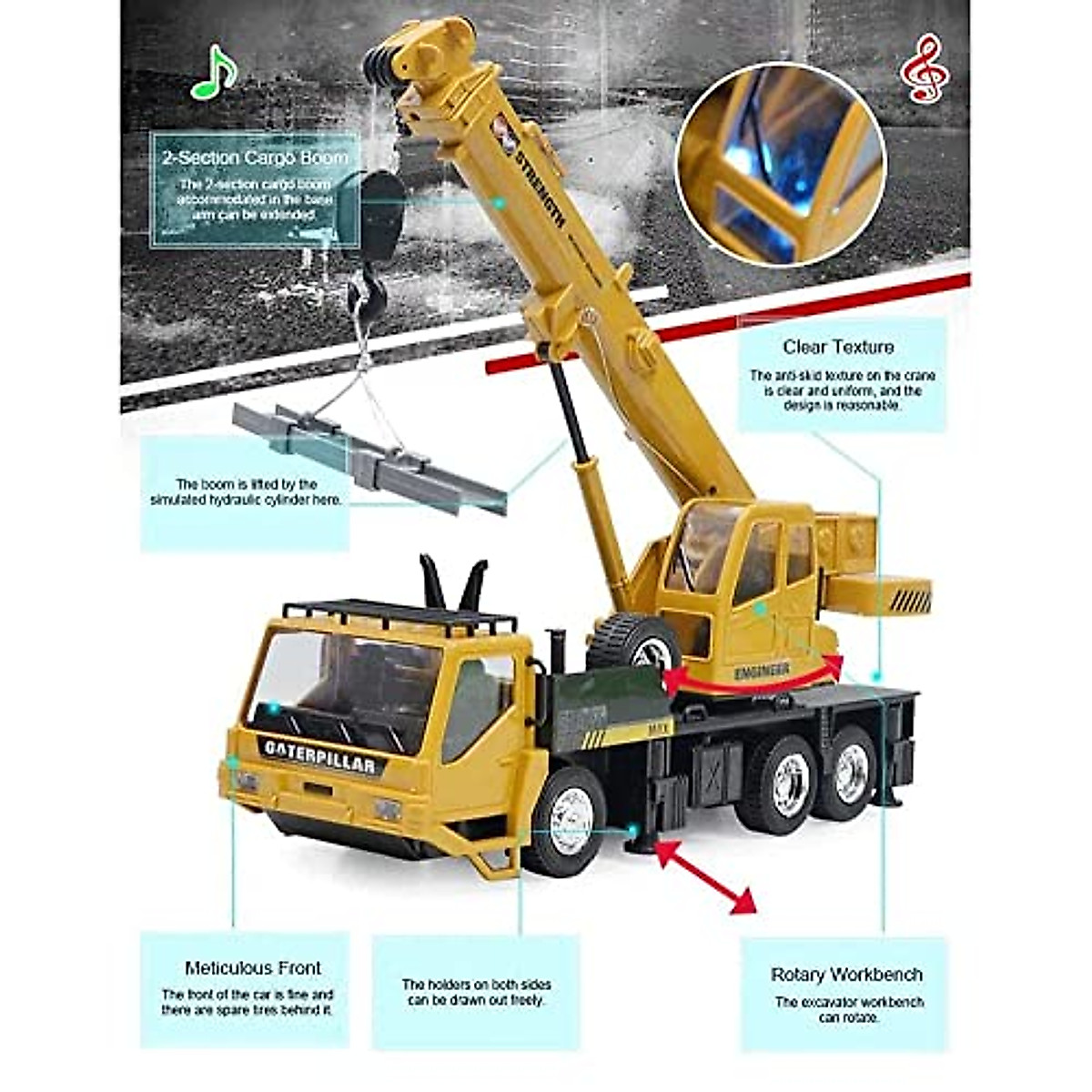 HEBXMF 2.4G Off-Road RC Trucks Tower Cranes Remote Control Construction Toy Loaders RC Engineering Vehicle Models,RC Car Cranes, Educational Toys, Gifts for Children