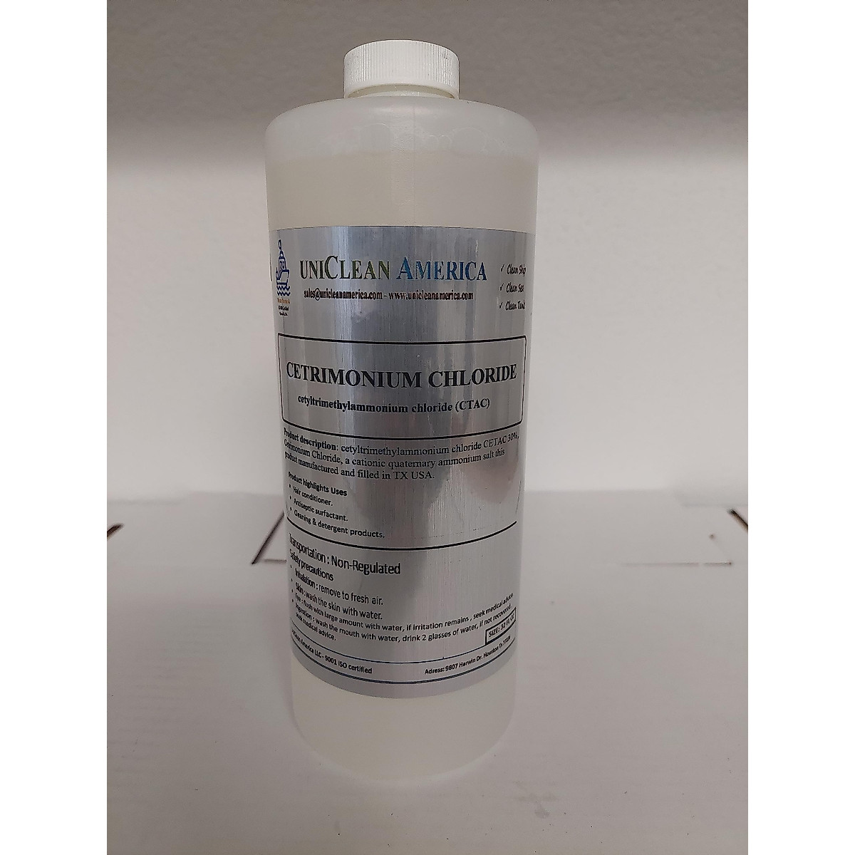Cetrimonium Chloride (CETAC 30) for Industrial, Beauty & Cosmetic Using - Made in USA (Size: 64 fl oz)