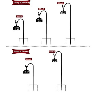 EXCMARK Shepherd Hook 32 inch 1/2 inch Thick Use at Weddings, Hanging Solar Lights, Lanterns, Bird Feeders, Metal Hanger Hook (Black,32inch)