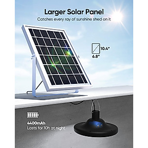 JACKYLED Solar Shed Light Motion Sensor,Solar Pendant Light Indoor Outdoor Solar Security Light with Remote Control 16.4Ft Extension Cord for Home Chicken Coop Garage Barn, Cool White