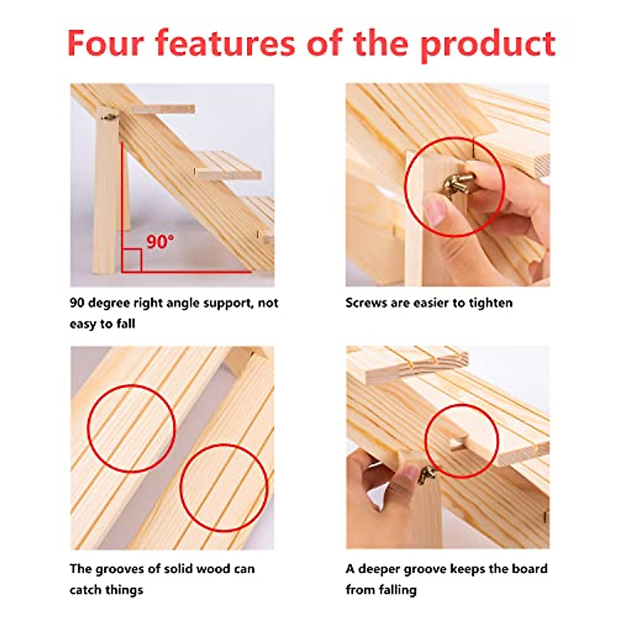 TOUNALKER 2 Packs Wooden Cupcake Display Stand, 4-Step Tiered Wood Retail Rustic Risers Display Shelf Organizer, Tabletop Vendor Display Shelves Rack for Collectibles Figures Perfumes Desserts