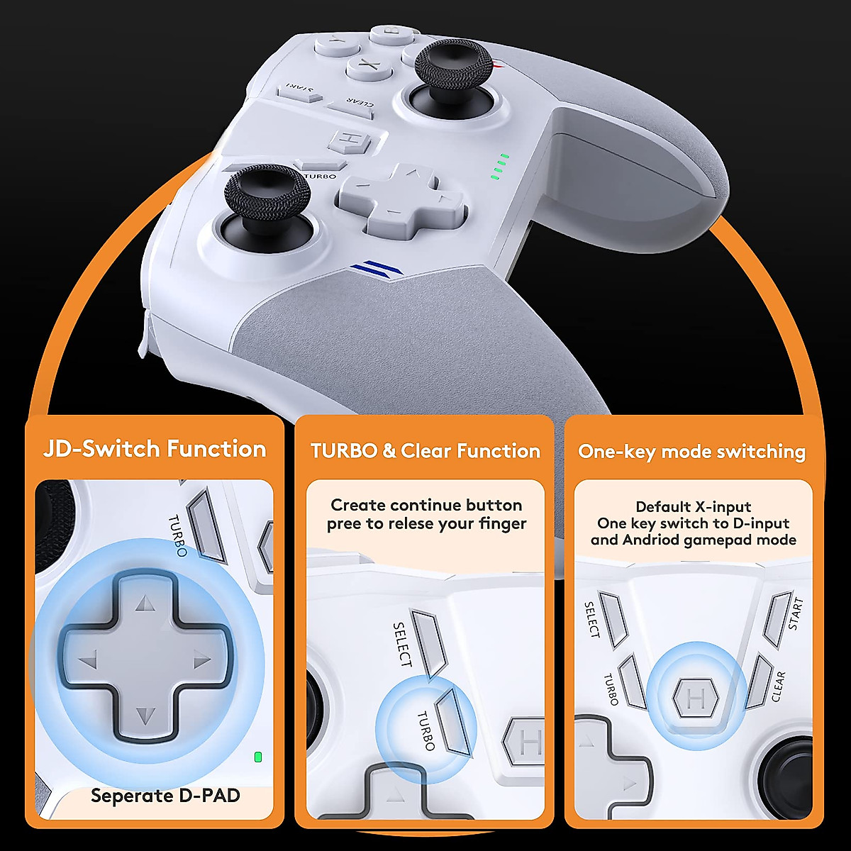 Uberwith Wireless Game Controller, Dual Vibration Joystick Gamepad Computer Game Controller for PC Windows 7/8/10, PS3/TV Box/Laptop/Android Mobile Phones