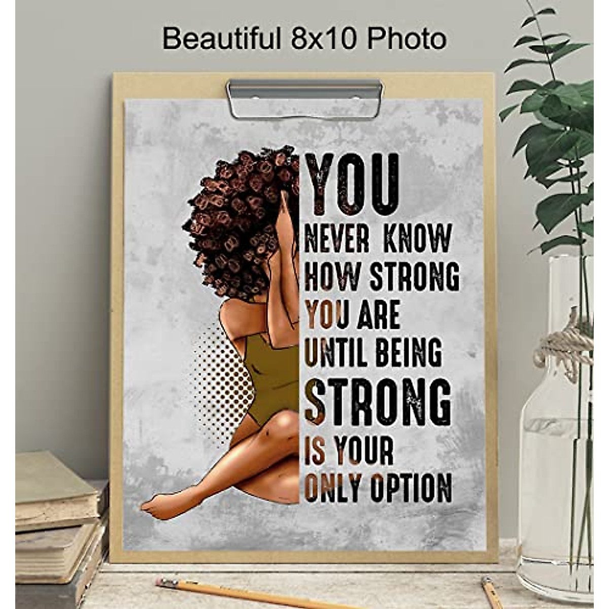 Inspirational African American Wall Art & Decor - Black Art - Encouragement Gifts for Women Woman - Uplifting Positive Quotes - Afro Girl - Motivational Posters - Bedroom Living Room Home Office