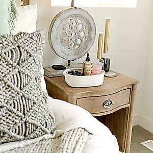 NaturalCozy 5-Piece Rectangle Storage Basket Set- Natural Cotton Rope Woven Baskets for Organizing! Small Basket for Montessori, Baby Nursery, Dog Toy Baskets, Cat Toy Box, Bathroom Organization Bin