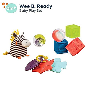 B. toys- B. baby – Baby Play Set – Sensory Baby Toys – Building Blocks, Balls- Teethers, Plush Zebra – Toys For Infants, Babies – Wee B. Ready
