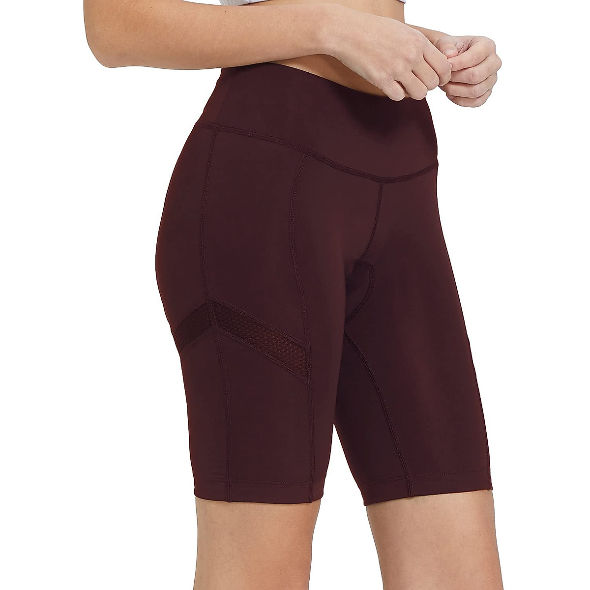 BALEAF Women's Bike Shorts 3D Padded Pocket Biker Cycling Bicycle Spinning Mountain Biking Shorts Gel UPF 50+ Wine Red XL