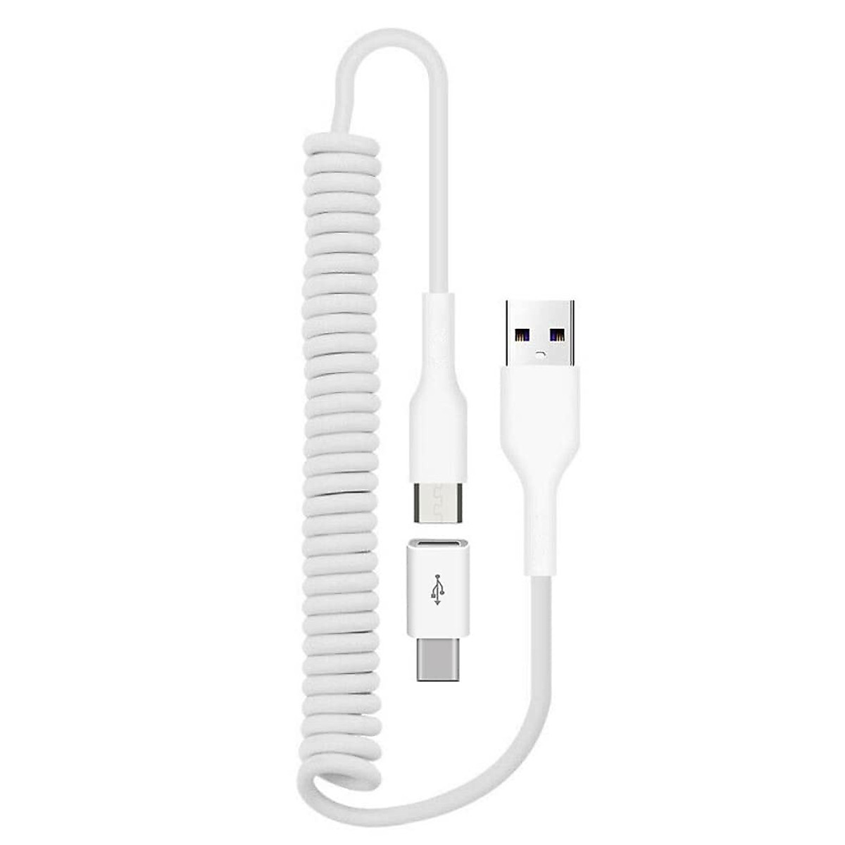 Coiled USB Cable Charger Cord Power Wire Sync White X1W Compatible with Amazon Fire 7 / Kids (2022 Release), HD 8 (2022 Release), HD 10 (2021 Release)