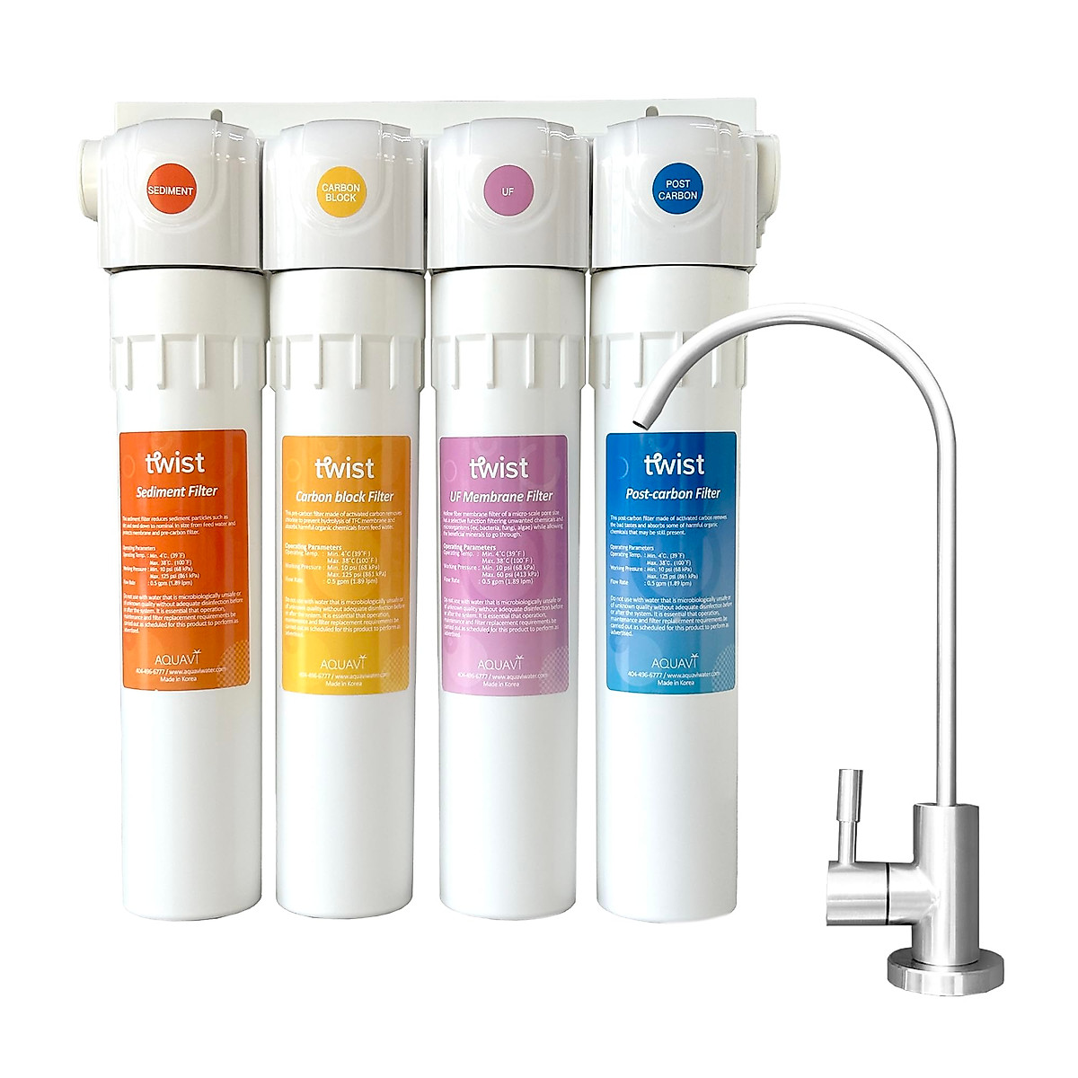 11 inch AQUAVI Twist Sediment Water Filter for Reverse Osmosis RO System Quick Connect Replacement or Add-on, Improve Water Taste