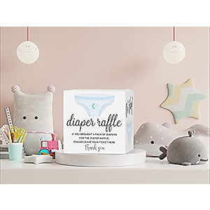 mermermu Diaper Raffle Tickets and Advice Cards For Baby Shower - 1 Card Collection Box & 50 Tickets, Baby Shower Card Box, Party FavorsDecorationsSupplies, Game Kit, 8" Card Box -002BOX