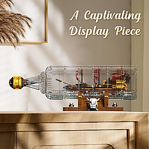 Mould King 10066 One Piece Ship in a Bottle Building Blocks Kits, MOC Queen Anne's Revenge Pirate Ship Model Building Sets, Gift for Kids Age 8+/Adults Collections Enthusiasts (2488+ Pieces)