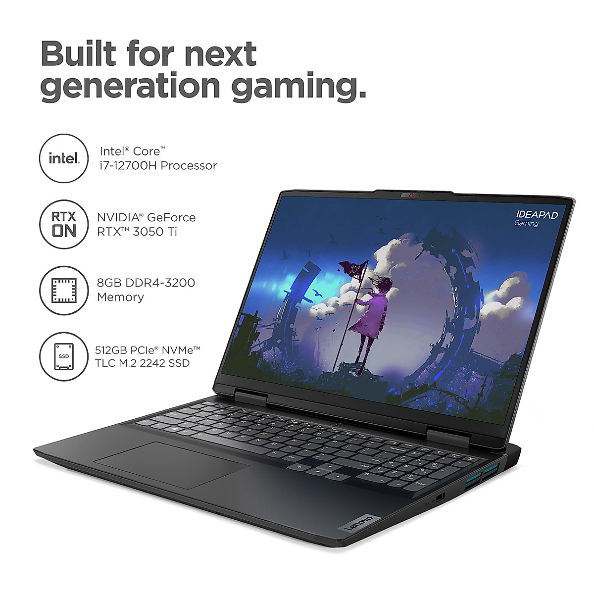 Lenovo IdeaPad Gaming 3i - 2022 - Everyday Gaming Laptop - NVIDIA GeForce RTX 3050Ti Graphics - 15.6" FHD Display - 8GB Memory - 512GB Storage - Intel i7 12th Gen - Onyx Grey