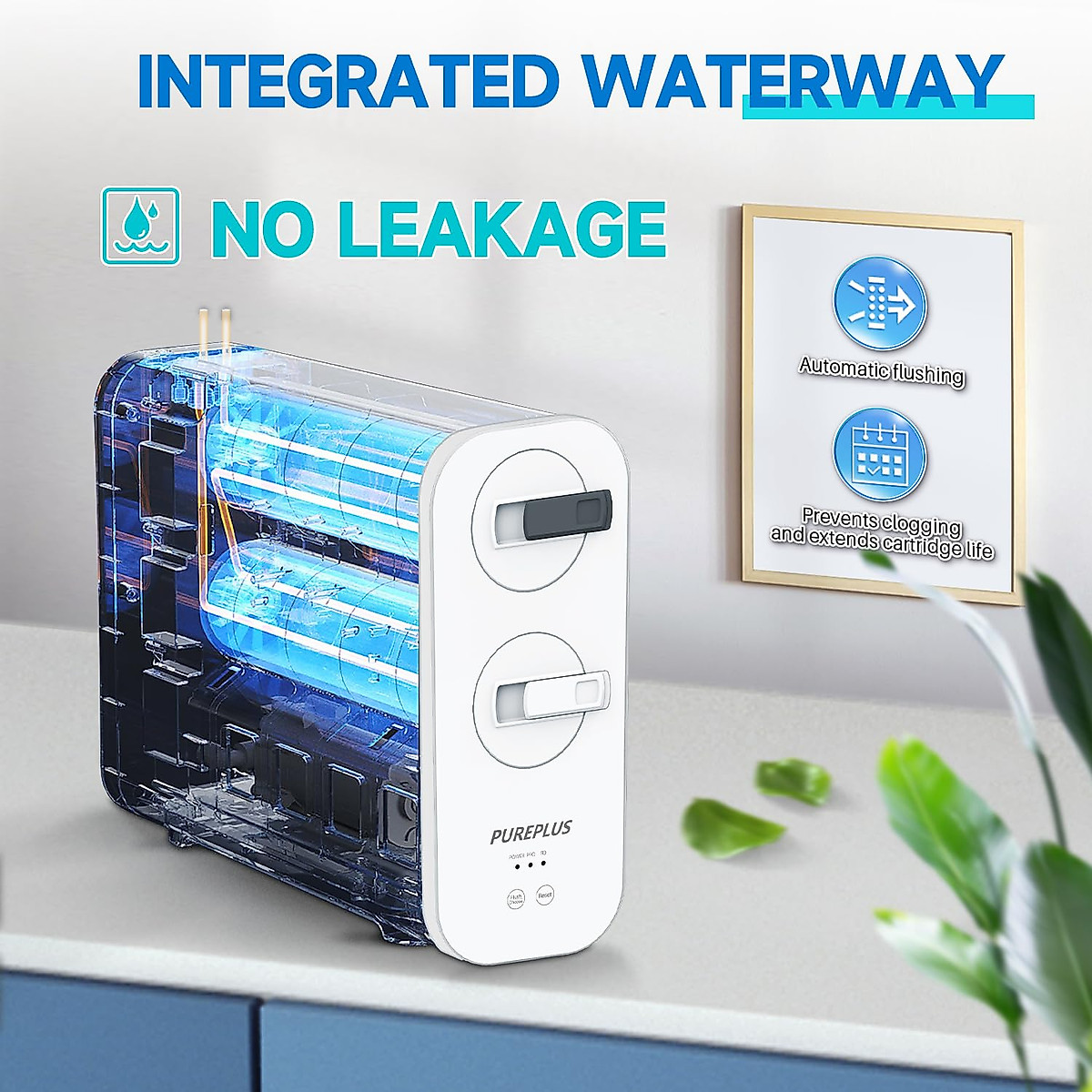PUREPLUS Reverse Osmosis Water Filtration System - Tankless 600 GPD High Output RO Filter, 1.5:1 Pure to Drain, Smart Faucet, USA Tech Support, NSF/ANSI 58 Certified,RO Filter System Under Sink