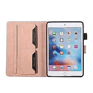 Business Special Butterfly Phonogram Pattern Cover with 2 Credit Card Slots Pencil Holder Kickstand Protective Case for iPad Air 2/iPad 6/Pro 9.7"-Pink