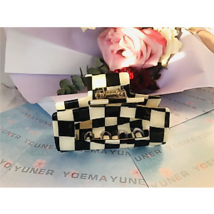Checkered Hair Claw Clips for Women Girls Fashion Hair Clips for Styling Claw Clamps Thick Hair Retro Rectangle Shape, YOEMAYUNER (3PCs 3Colors a)