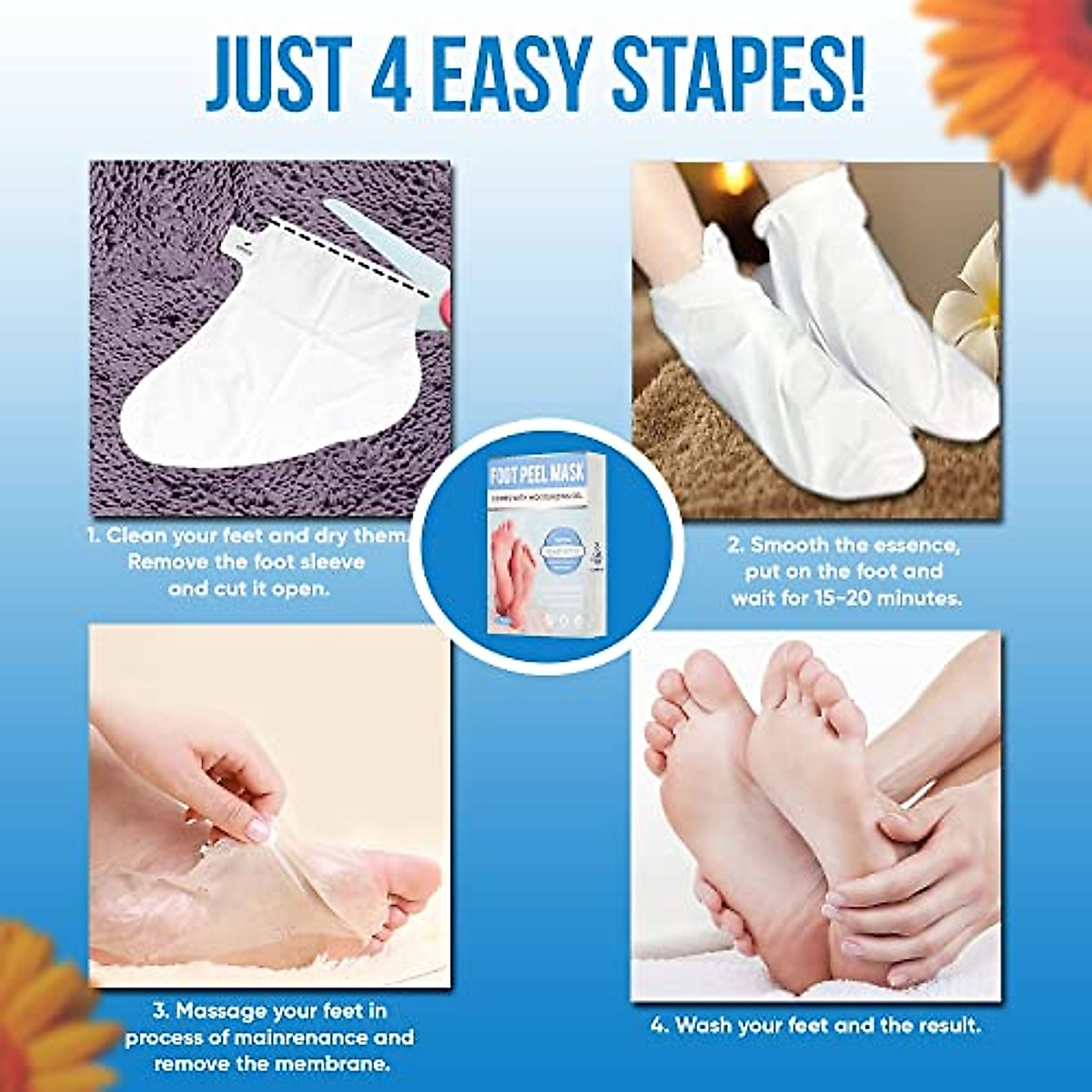 S&K ENVISION Foot Peel Mask for Dry Cracked Feet with Feet Moisturizing Gel | Make Your Feet Baby Soft | Feet Peeling Mask for Dead Skin Cells Removal | Exfoliating Natural Foot Treatment (2 Pairs)
