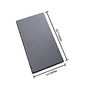 Luxury Slate Plates 2pc Natural Stone Rock Black Cutting Board Cheese Board, Charcuterie Boards for Cheese, Sushi mat, Pastry, bread, Snack board and Meat Set (15.7inx5in)