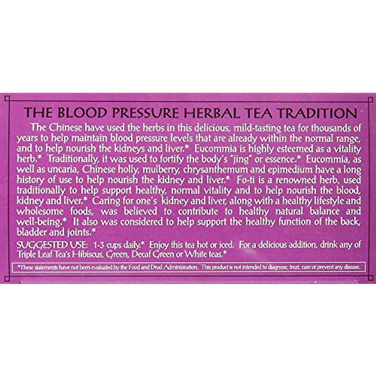 Triple Leaf Tea Bags for Blood Pressure, 20 Count