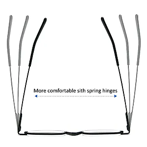 DXYXYO Slim Pocket Reading Glasses Men 2 Pack, Womens Compact Small Metal Readers with Portable Case, 2.0+ Black and Grey