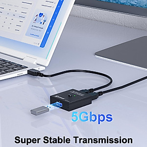 USB 3.0 Switch Selector, Bi-Directional USB Switch 2 in 1 Out / 1 in 2 Out, MLEEDA USB Switcher for 2 Computers Share Keyboard Mouse Scanner Printer