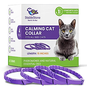 StableStone 4 Pack Calming Collar for Cats, Cat Calming Collar, Calming Pheromone Collar for Cats, Cat Pheromone Collar, Cat Calming Collar for Anxiety, Efficient Relieve Anxiety Stress (4 Pack)
