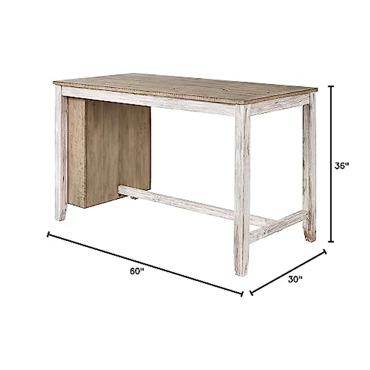 Signature Design by Ashley Skempton Farmhouse 36" Counter Height Dining Table with Storage & Wine Rack, Whitewash