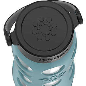 Lifefactory 22-Ounce Glass Water Bottle with Classic Cap and Protective Silicone Sleeve, Aqua Teal