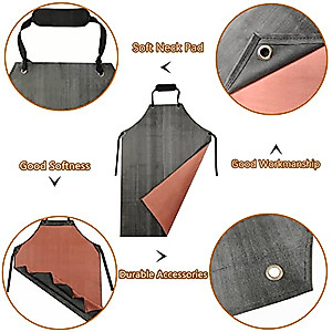 Rubber Apron Waterproof with Thick Rubber Gloves for Men and Women, Heavy Duty Butcher Apron with Adjustable Neck Pad, Chemical Aprons, Long Waterproof Apron for Dishwashing, Cleaning, Lab Work