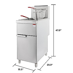 WMAOT 55 lbs Capacity 200-400°F Gas Floor Fryer, 4 Tube Commercial Deep Fryer with 2 Baskets, Restaurant Stainless Steel Natural Gas Upright Fryer, Deep Floor Fryer 120,000 BTU