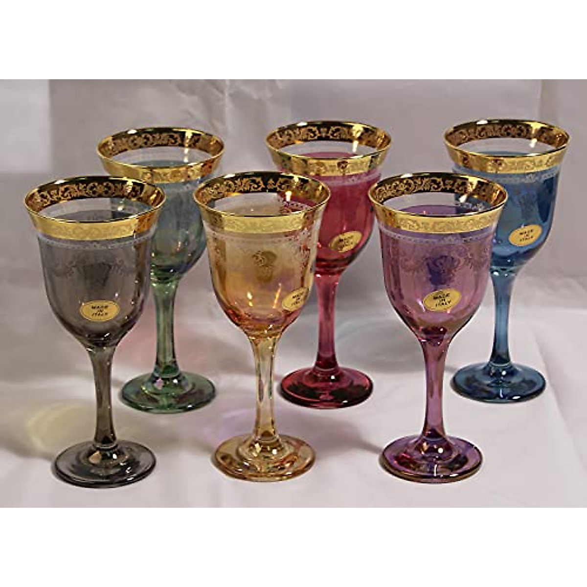 Lorenzo Import - Corona Wine Goblets (Set of 6), Multicolor