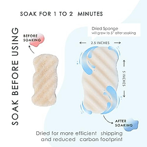 Konjac Body Sponge (2 Pack) | 100% Natural & Dye Free | Non-Toxic | Biodegradable | Eco-Friendly | Plastic Free Packaging