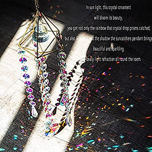 H&D HYALINE & DORA Crystal Suncatcher Wind Chimes,Window Hanging Ornament,Chandelier Aurora Rainbow Crystal Prisms Ornament Garden Outdoor Decoration Pendant