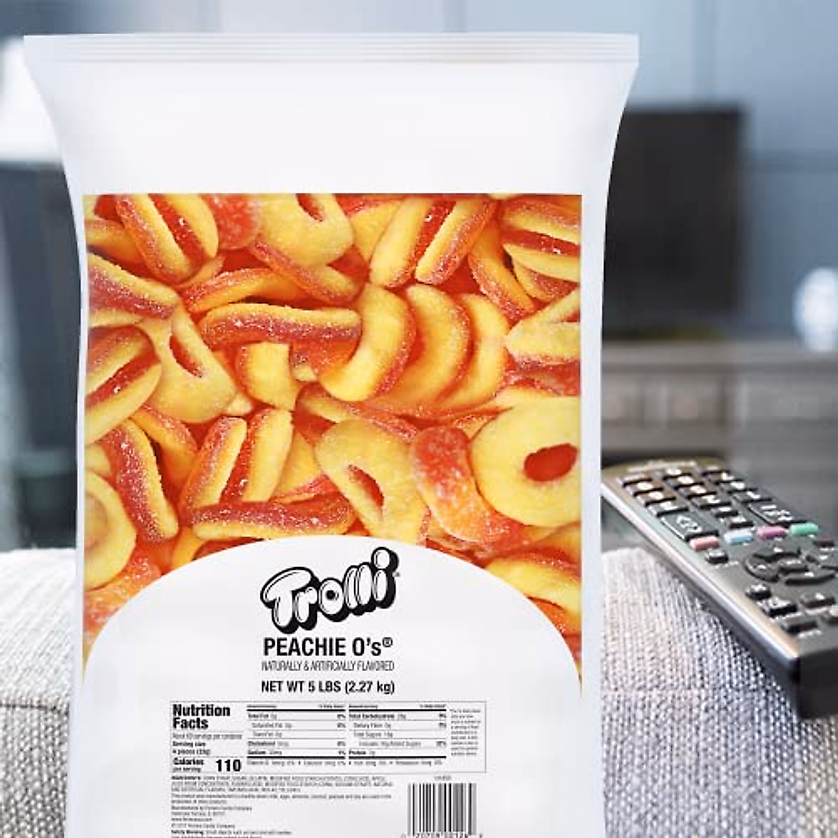 Trolli Peachie O's Sour Gummy Rings Candy, 5 Pound Bulk Bag