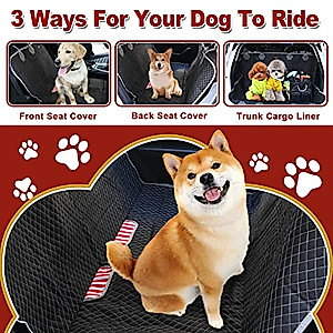Dog Car Seat Cover for Back Seat, Yagud 100% Waterproof, 600D Scratch Resistant and Nonslip Dog Seat Cover Protector, Washable, Quilted Pet Bench Cover for SUV, Truck & Sedan, Dark Black, 58" x 54"