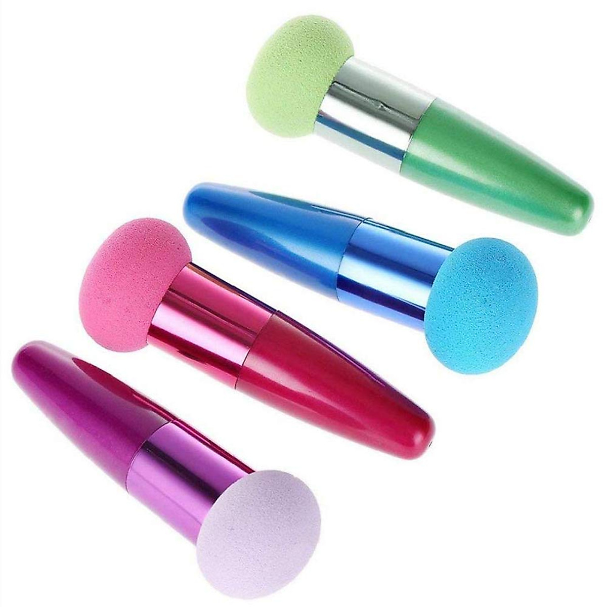 2Pcs Makeup Sponge Mushroom Facial Foundation Sponges Makeup Blending Sponge Powder Puff Makeup Tools with Handle Case for Liquid Foundation Creams and Powders