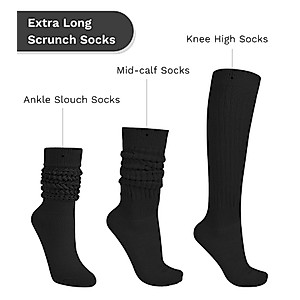 JOCMIC Slouch Socks for Woman 3 Pairs Women Scrunch Socks Extra Long Knee High Slouchy Socks Size 6-11 black+dark blue+dark grey