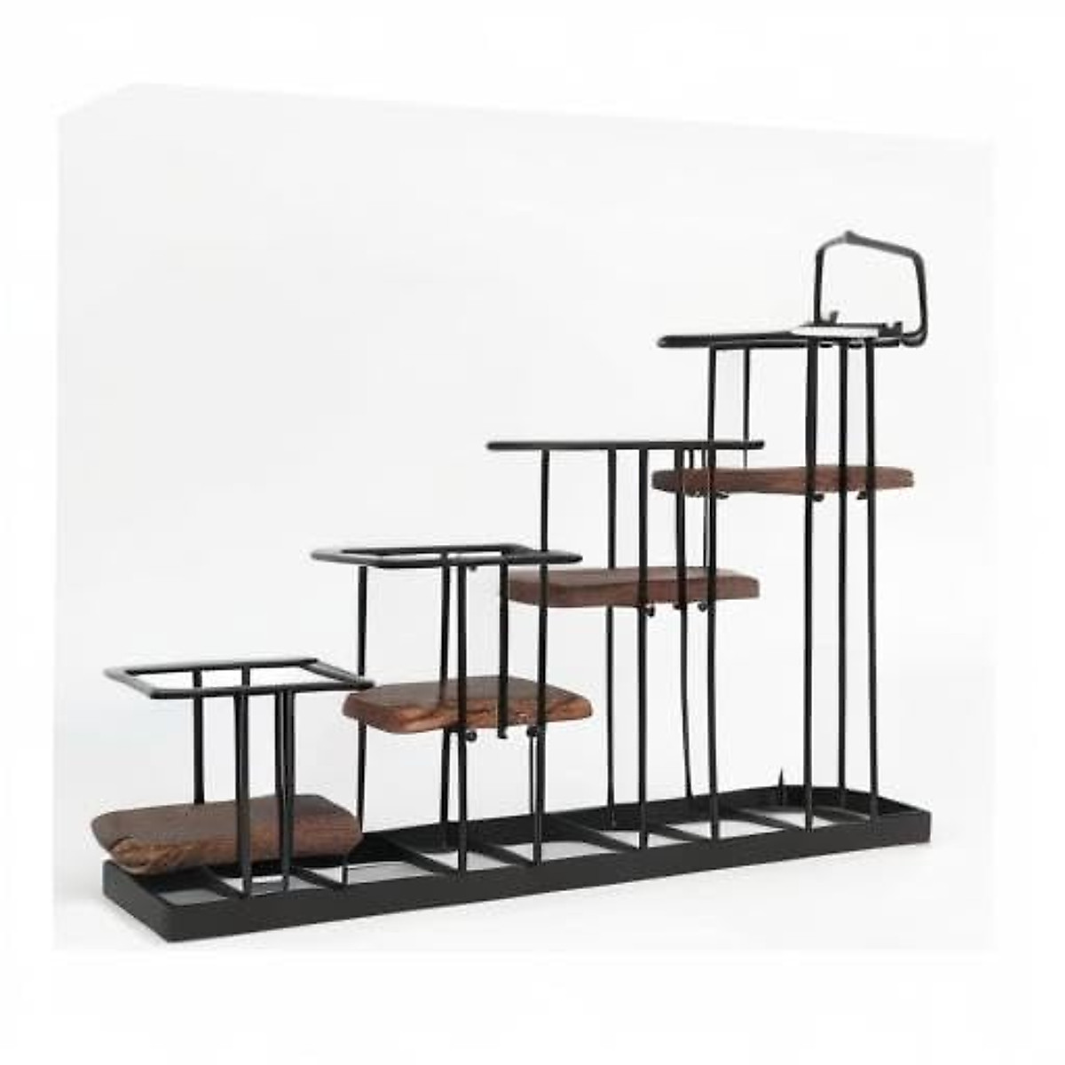 J JACKCUBE DESIGN Syrup Bottle Holder Rack, Rustic Wood and Metal Wire 4 Tier Syrup, Wine, Dressing Bottle Countertop Display Storage Stand for Kitchen Coffee Bar- MK816A