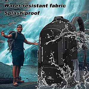 Brecirh 60L Waterproof Hiking Backpack, Lightweight Camping Backpac, Travel Backpack for Women Men Climbing Camping Outdoor (Black)