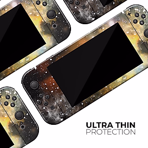 Design Skinz - Compatible with Nintendo Switch OLED Dock Only - Skin Decal Protective Scratch-Resistant Removable Vinyl Wrap Cover - Glowing Gold & Black Nebula