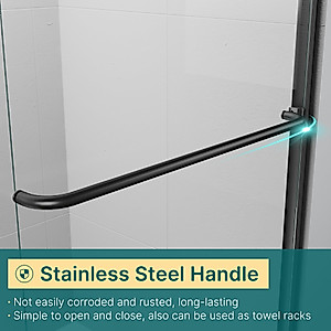 ELEGANT Semi-Frameless Sliding Shower Door 60 in. W x 72 in. H, Bathroom Sliding Door with 1/4'' Clear Glass, Black Hardware Double Sliding Glass Shower Enclosure