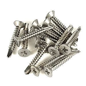 #6 x 1/2" Flat Head Self Drilling Screws Sheet Metal Screws, 410 Stainless Steel, 100 PCS