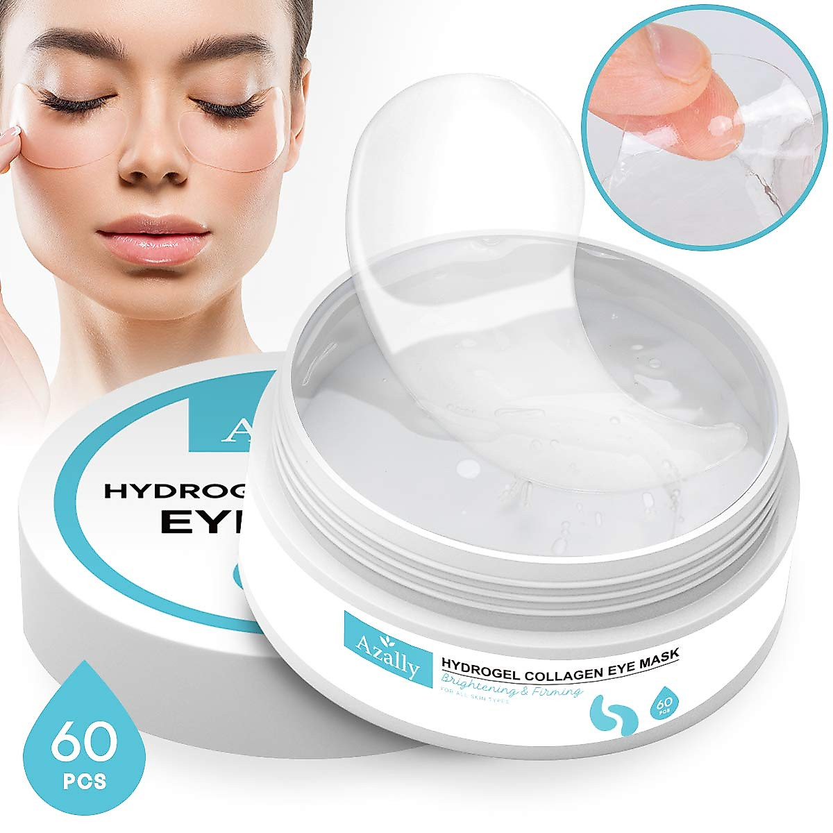 AZALLY Hydrogel Collagen Anti-Aging, Under Eye Patches, Under Eye Bags Treatment, Eye Mask for Puffy Eyes (60pcs)
