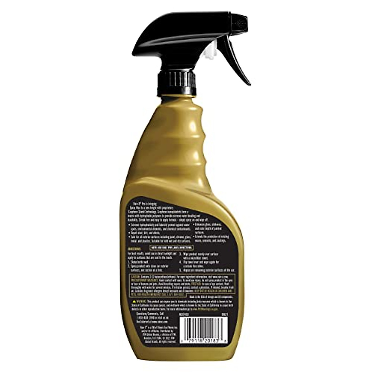 Rain-X PRO 620183 Graphene Spray Wax, 16oz - Enhances Gloss, Slickness and Color Depth of Painted Surfaces While Repelling Dust, Dirt and Debris, Extending Existing Wax Protection, gold