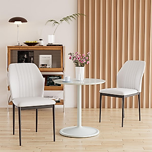 ZckyCine Dining Chair PU Leather Living Room Chair Modern Kitchen Armless Side Chair with Metal Legs