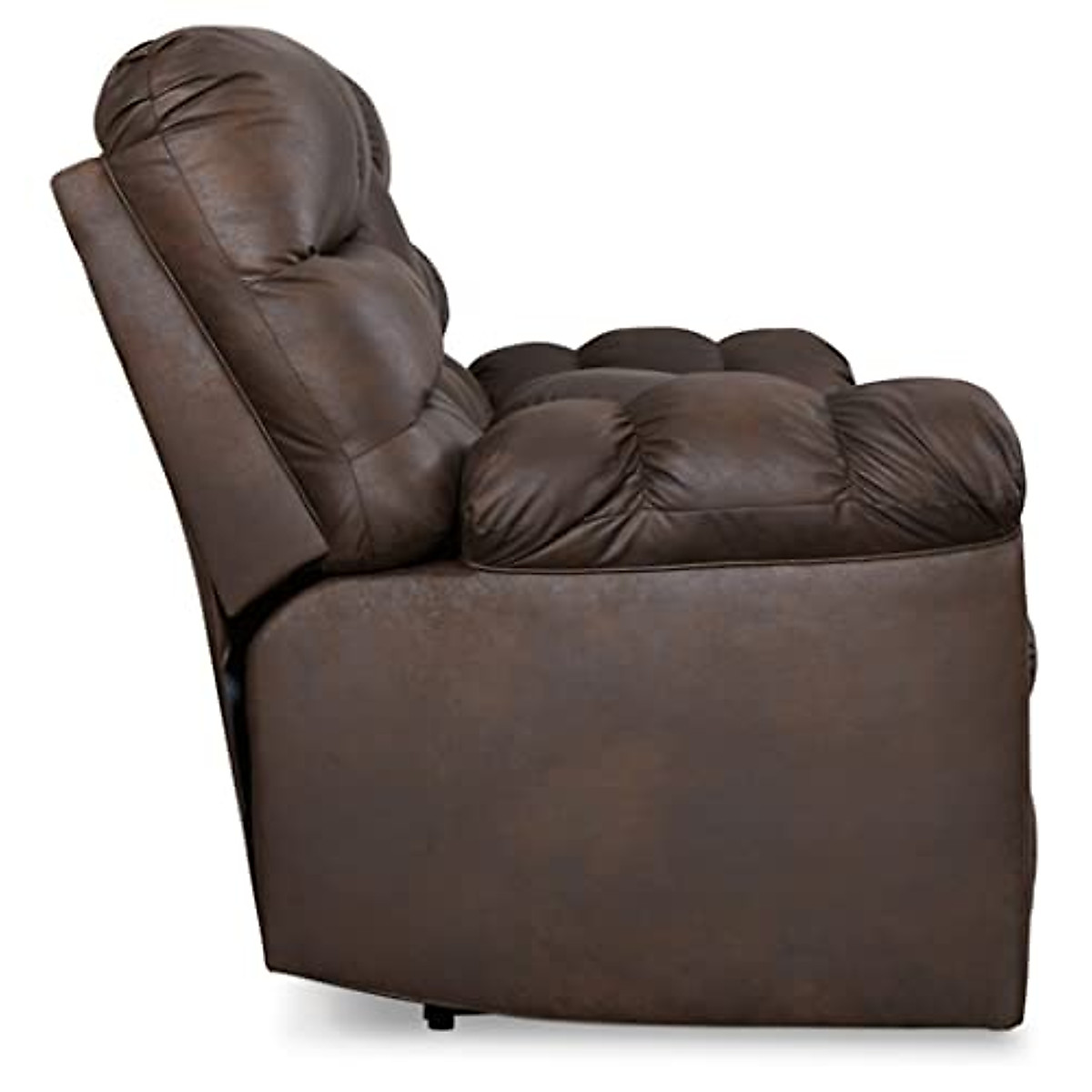 Signature Design by Ashley Derwin Urban Faux Leather Tufted Double Reclining Loveseat with Console, Dark Brown