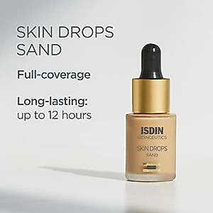 ISDIN Skin Drops, Face and Body Makeup Lightweight and High Coverage Foundation, Sand Shade for Fair to Light Skin Tone