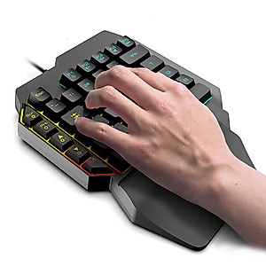 One Handed RGB Mechanical Gaming Keyboard, Computer Mechanical Gamer Keypad Portable Mini Single Keyboard for PUBG Gaming with Eye Catching Lighting