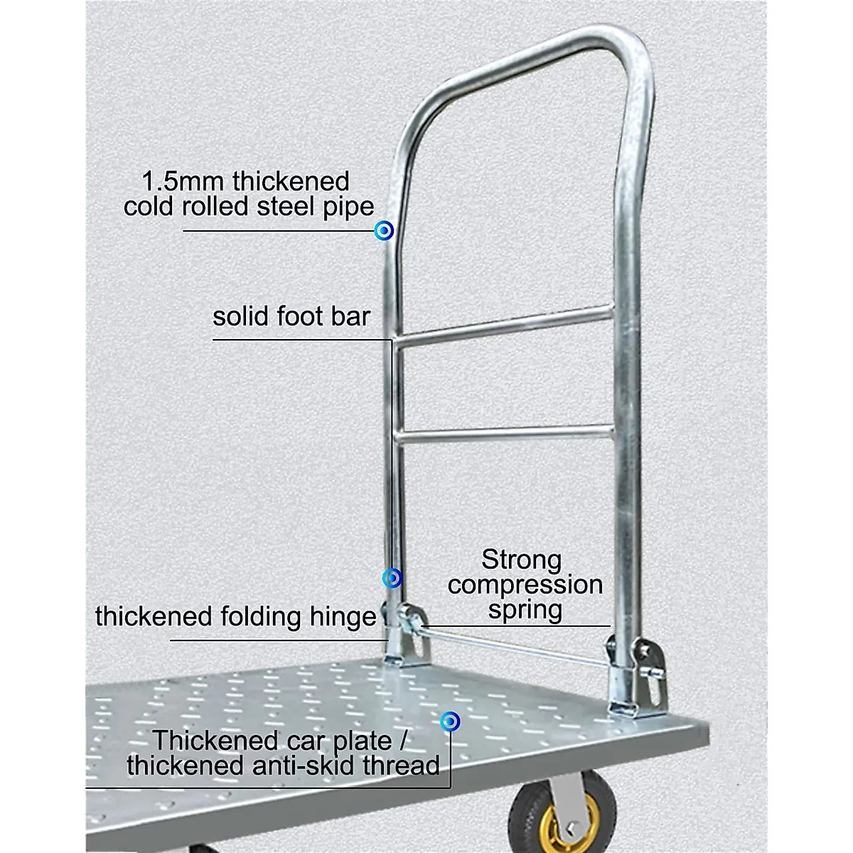 Generic Push carts on Wheels Heavy Duty, Hand Truck Foldable with castors, Multifunction Folding cart Made of Steel, Stable and Ergonomic (Color : B, Size : 90 * 60cm)