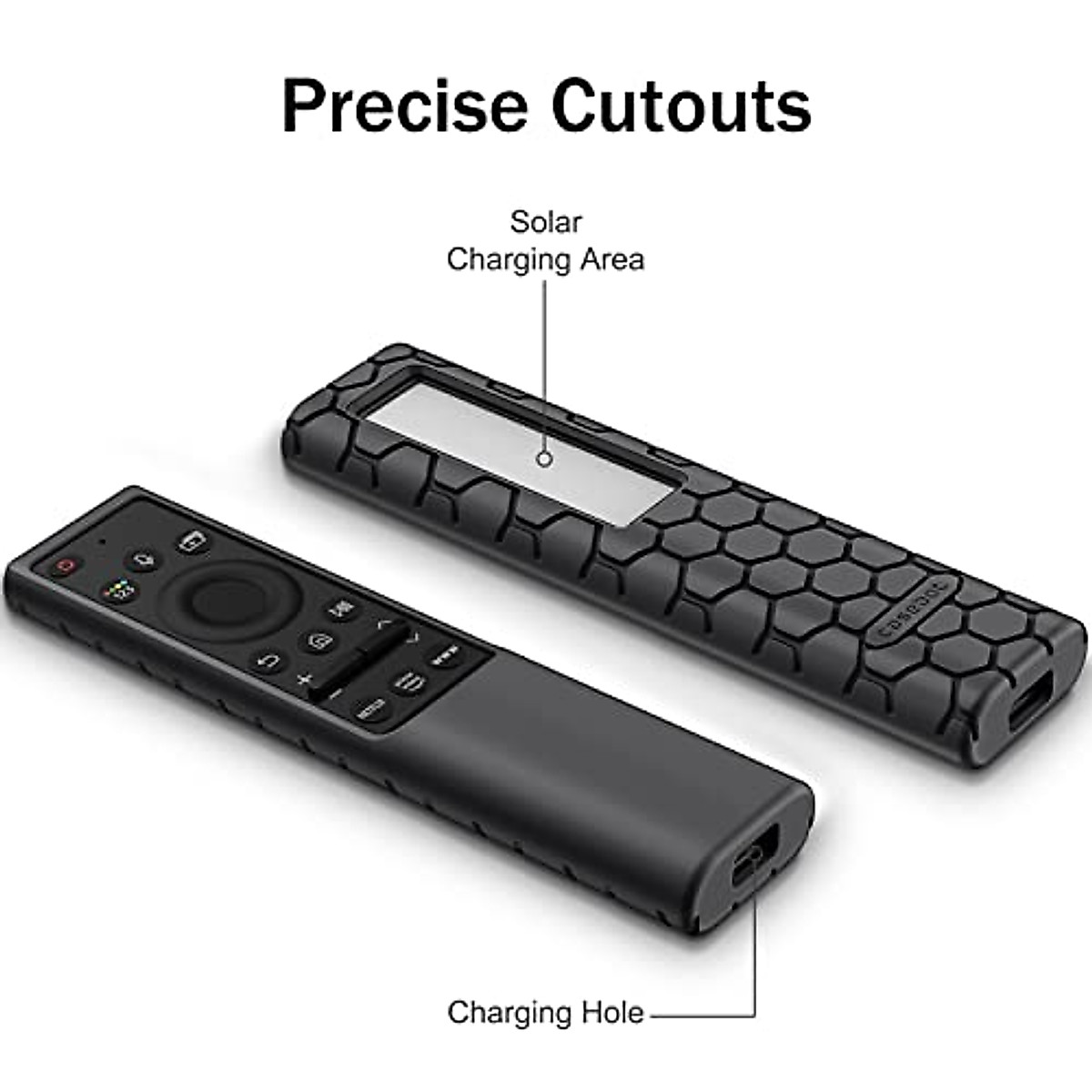 Fintie Protective Case for Samsung Smart Solar Cell Remote Control 2021 BN59-01357 BN59-01363, Light Weight Kids-Friendly Anti Slip Shock Proof Silicone Cover, Black