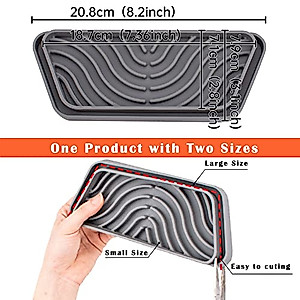 Qteeyou 2 Pcs Refrigerator Drip Catcher Tray, Mini Fridge Drip Tray Protects Ice and Water Dispenser Pan, Fridge Spills Water Pad for Spills, Mineral Build-Up and Water Splatter (Rectangular,Grey)