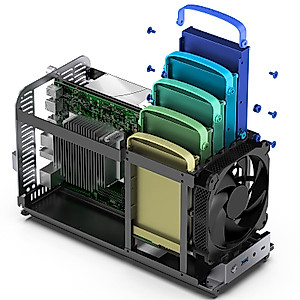 JONSBO N1 Mini-ITX NAS Chassis, ITX Computer Case, 5+1 Disk Bays NAS Mini Aluminum with Steel Plate Case, Built-in 14cm Fan, Only SFX Power Bite, Support H 70mm CPU Cooler